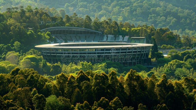 The Stadium Nestled Ast a Forest of Trees Providing a Serene Backdrop ...