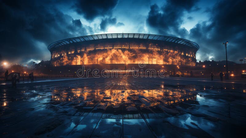 Stadium at Night in Evening. Generative AI Stock Illustration ...