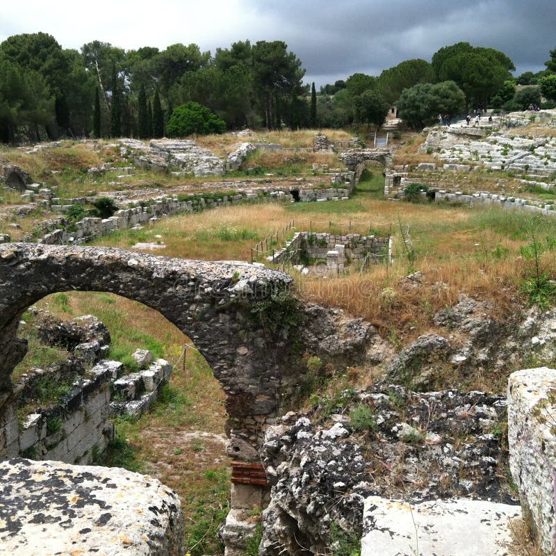 Ruins of Syracuse Ancient Fortifications, Sicily Island Stock Photo ...