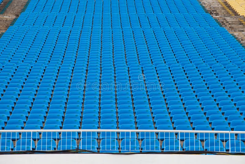 Stadium Seats in Blue Color Stock Photo - Image of perspective, stadium ...