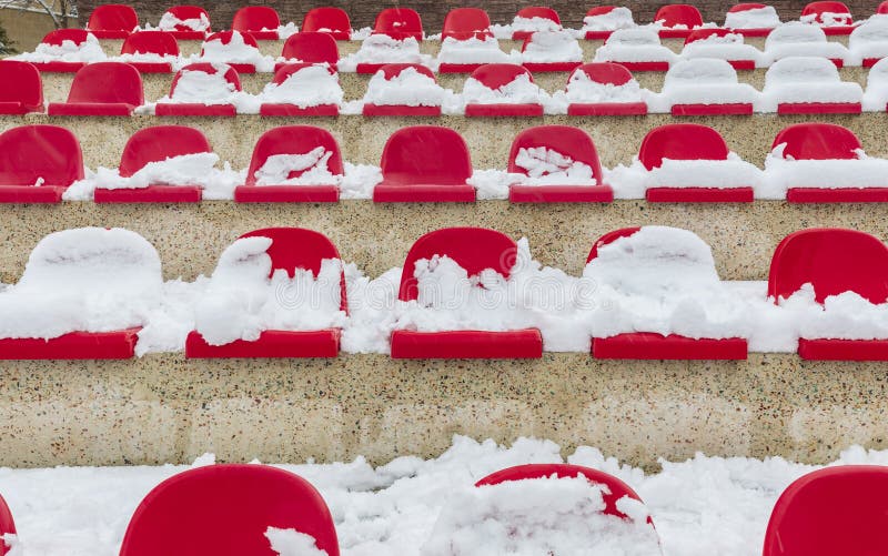 Stadium Seats Covered with Snow in January Stock Image - Image of ...
