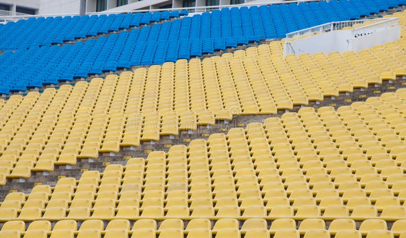 Stadium Seats in Yellow and Blue Color Stock Photo - Image of seat ...