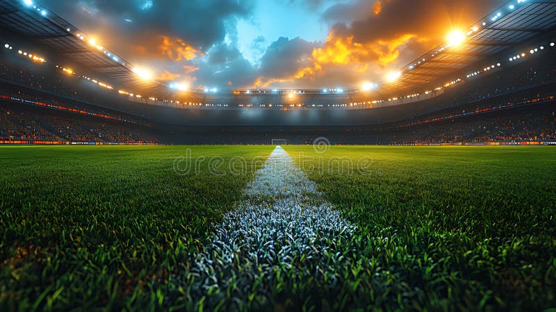 Stadium, Soccer, Field, Night, Lights, Game, Crowd, Dramatic, Sunset ...