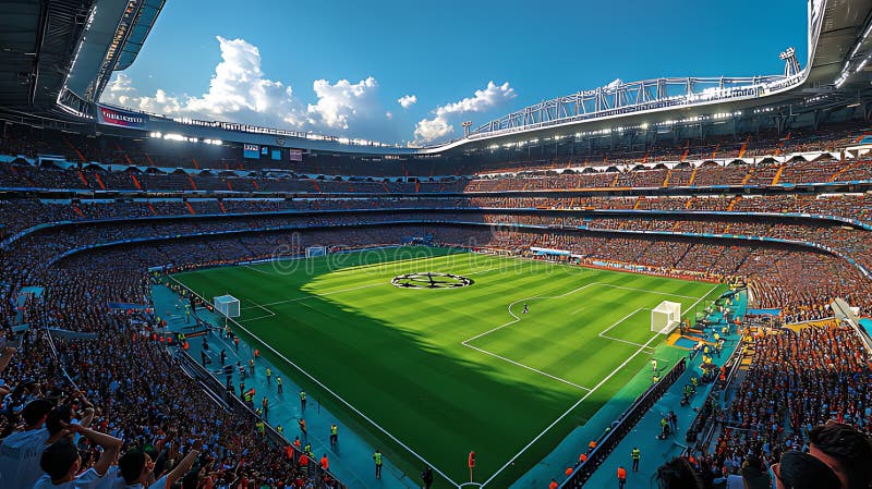 Stadium Soccer Match Sunny Day Crowd Celebration Stock Illustration ...