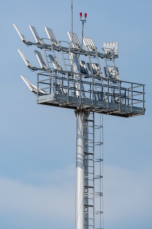 Stadium Spot-light Tower Over Sky Stock Image - Image of pole, spot ...
