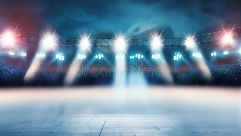 Powerful Stadium Spotlights Casting Dramatic Shadows, Illuminating ...