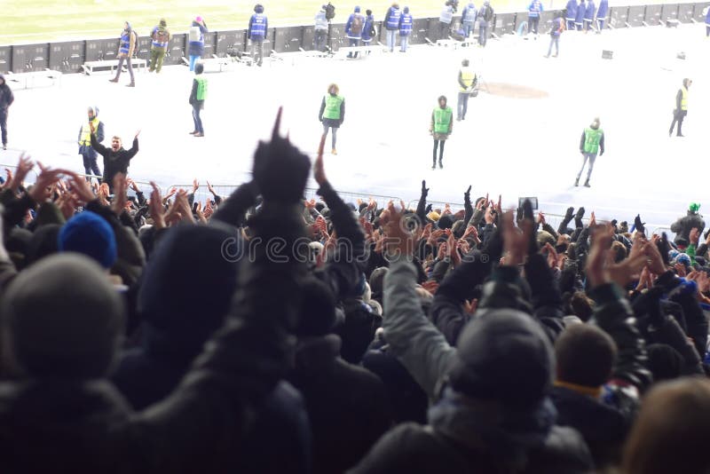 Stadium Supporting the Team in the Winter Editorial Photo - Image of ...