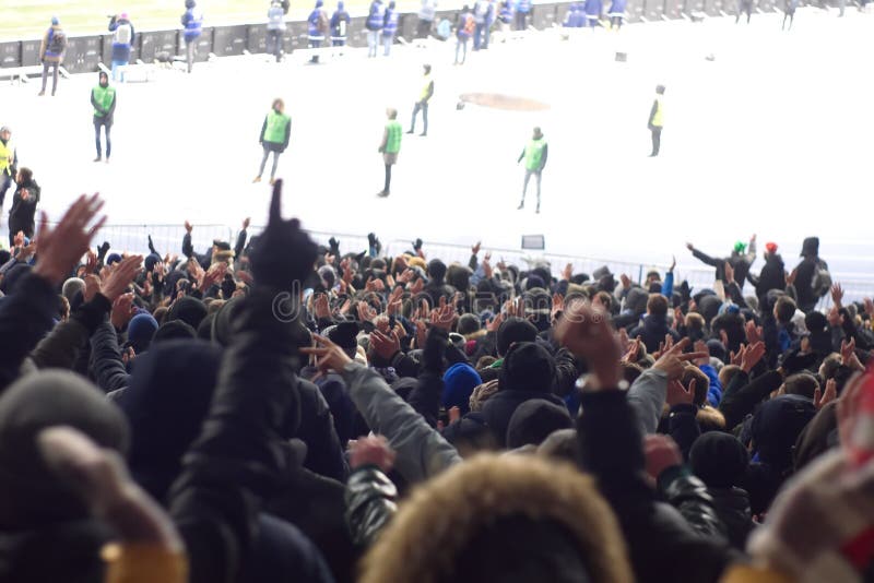 Stadium Supporting the Team in the Winter Editorial Photo - Image of ...