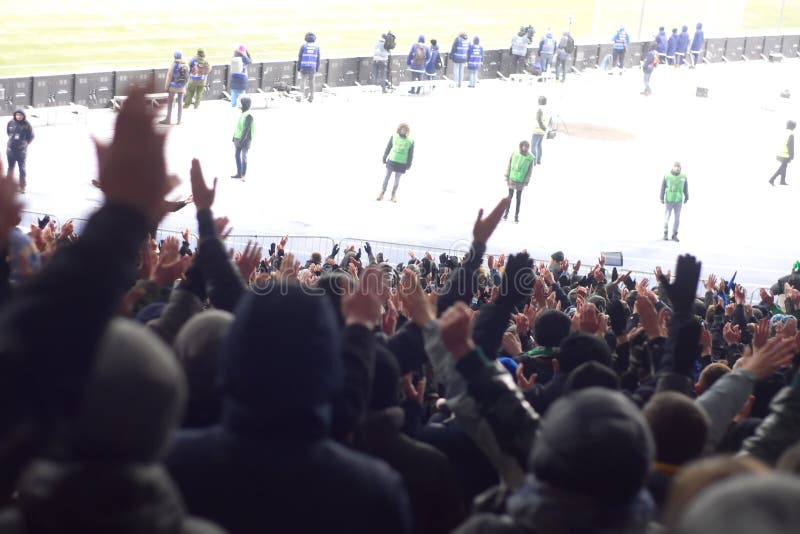 Stadium Supporting the Team in the Winter Editorial Photo - Image of ...