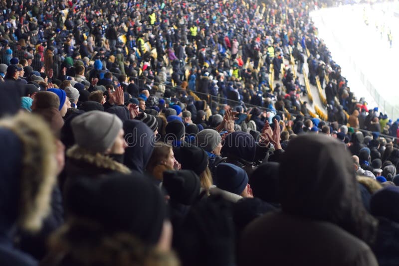 Stadium Supporting the Team in the Winter Editorial Photography - Image ...