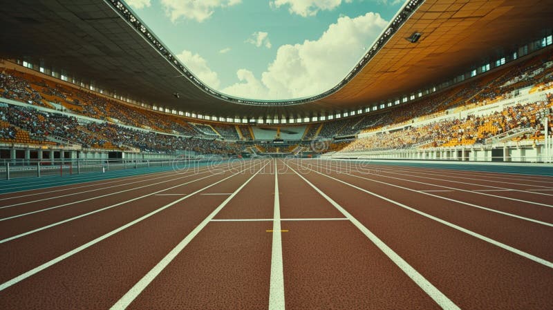 A Stadium with a Track and a Crowd of People. Generative AI Stock ...