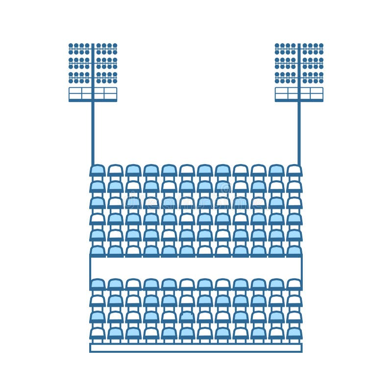 Stadium Tribune with Seats and Light Mast Icon Stock Vector ...