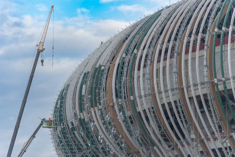 A Stadium Under Construction in a Morning Horizontal Composition Stock ...