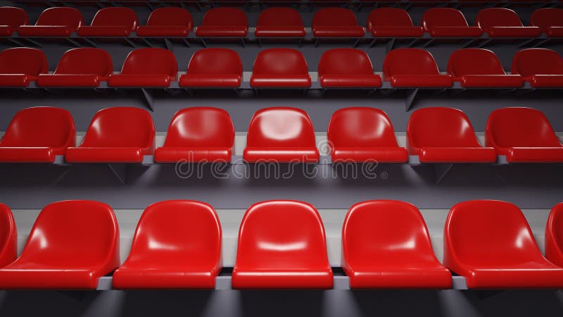 Stadium or Venue Tier with Red Plastic Seats. 3D Rendering Stock ...