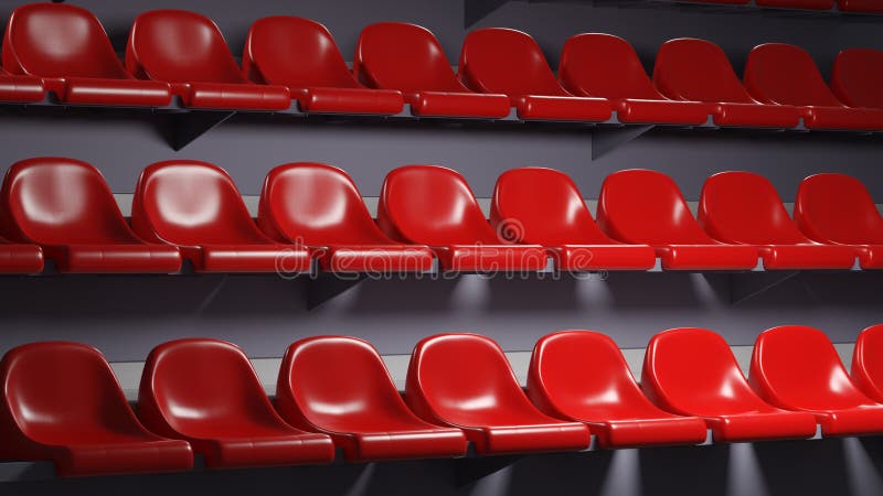 Stadium or Venue Tier with Red Plastic Seats. 3D Rendering Stock ...