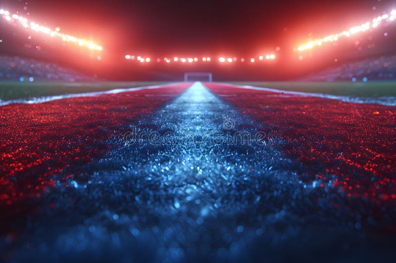Bright Red Lights Fill a Stadium Generative AI Stock Illustration ...