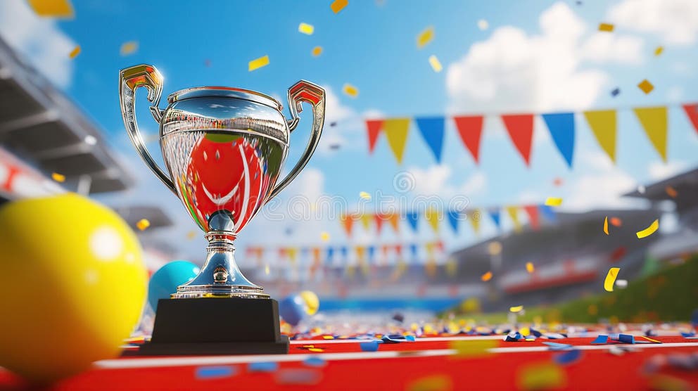 Stadium Victory Trophy Celebration Confetti Stock Image - Image of ...