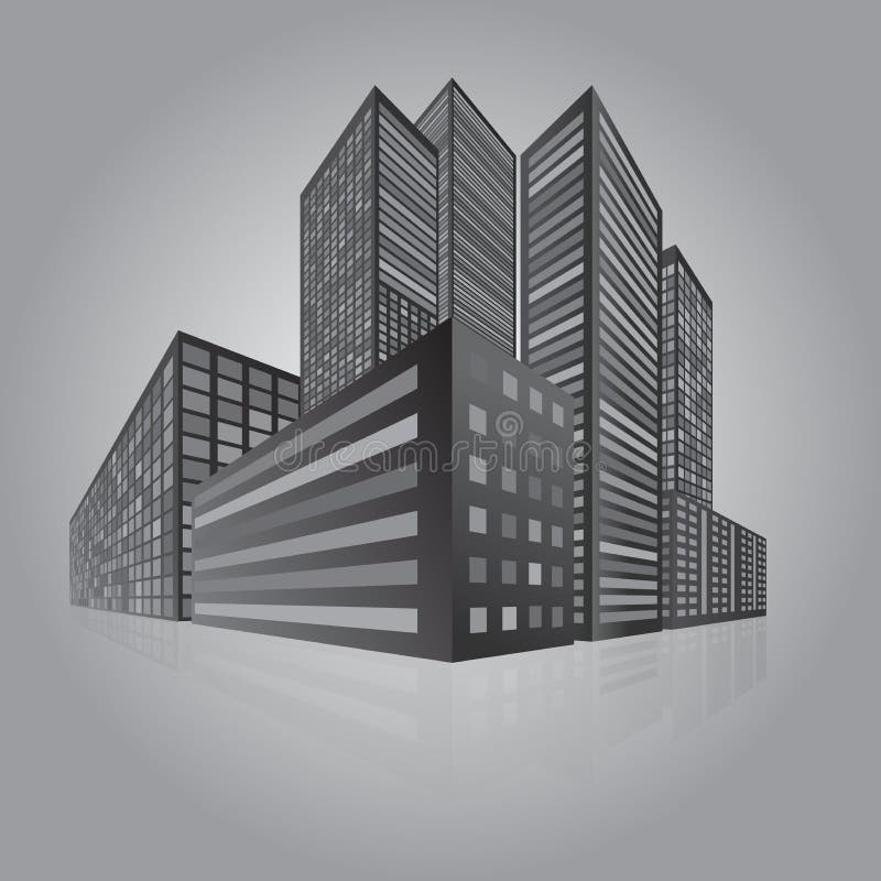 Stad in perspectief vector illustratie. Illustration of ligplaats ...