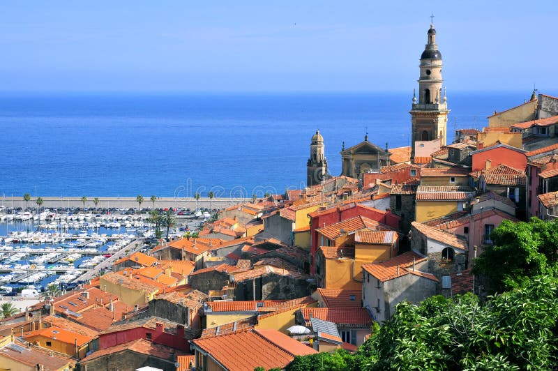 Stadt Von Menton in Frankreich Stockbild - Bild von blau, französisch ...