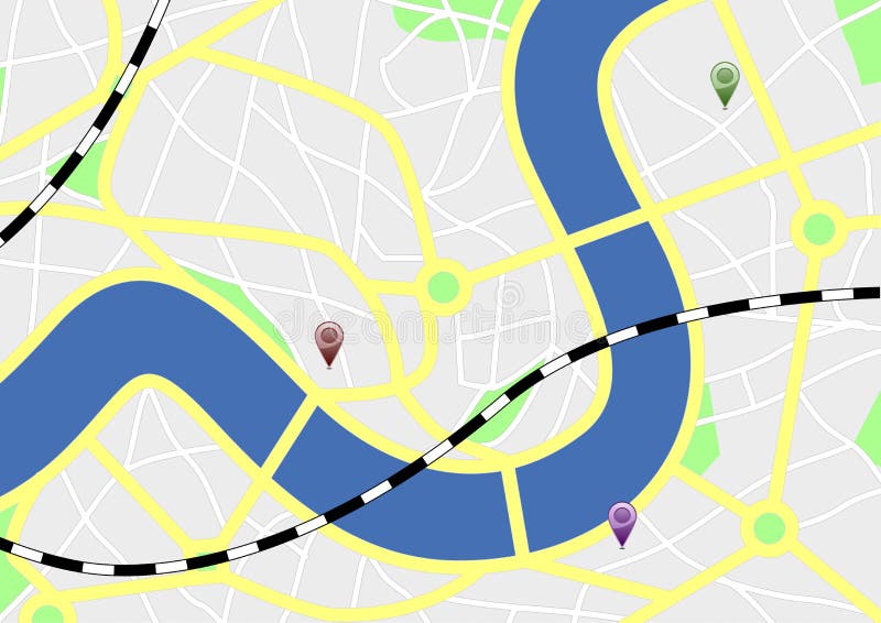 Stadtkarte Mit Markierungen Stock Abbildung - Illustration von reise ...