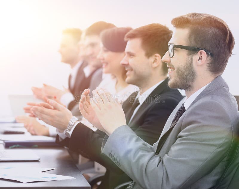 Employees Applauded at a Business Meeting in the Office. Stock Photo ...