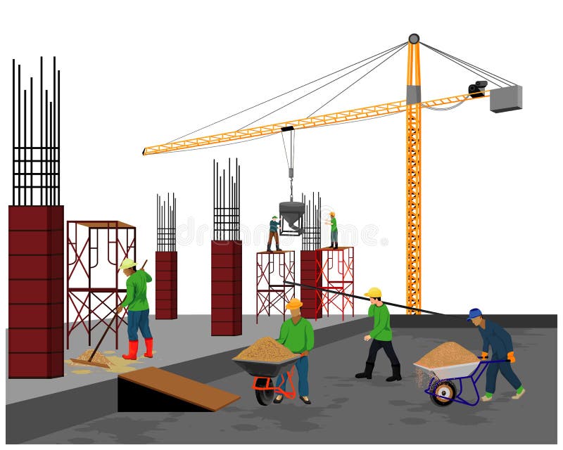 Staff Cartoon Shape with Construction Work Stock Vector - Illustration ...