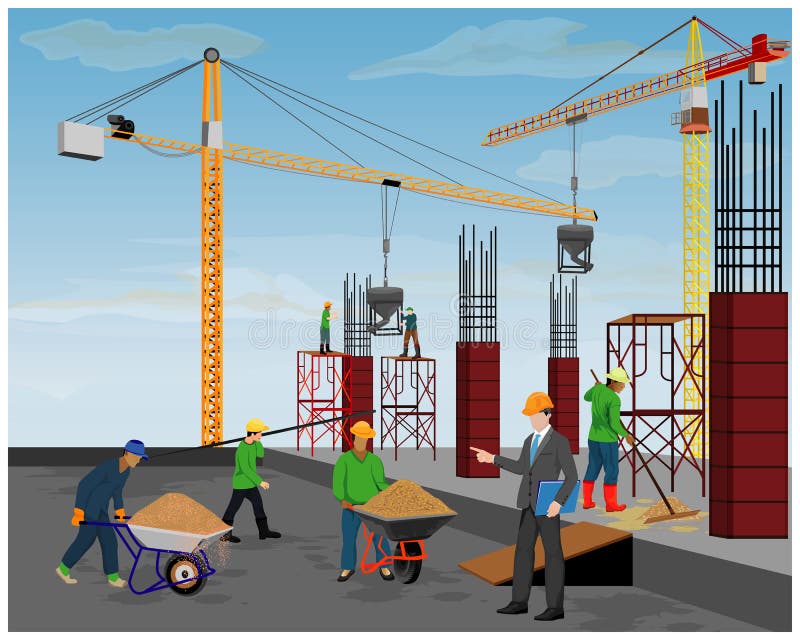 Staff Cartoon Shape with Construction Work Stock Vector - Illustration ...