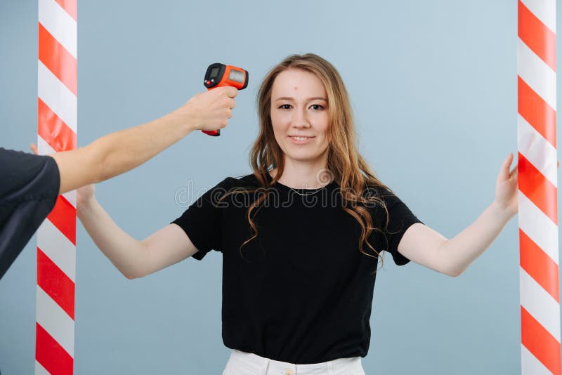 Staff are Checking the Temperature at Control Point Stock Image - Image ...