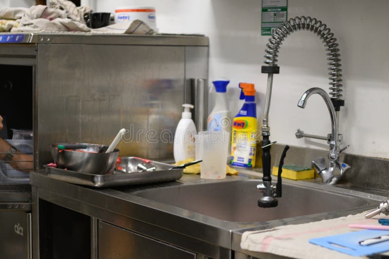 Staff Cleaning Professional Cook Appliances and Ware in Professional ...