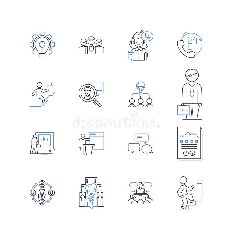 Staff Connection Line Icons Collection. Collaboration, Communication ...
