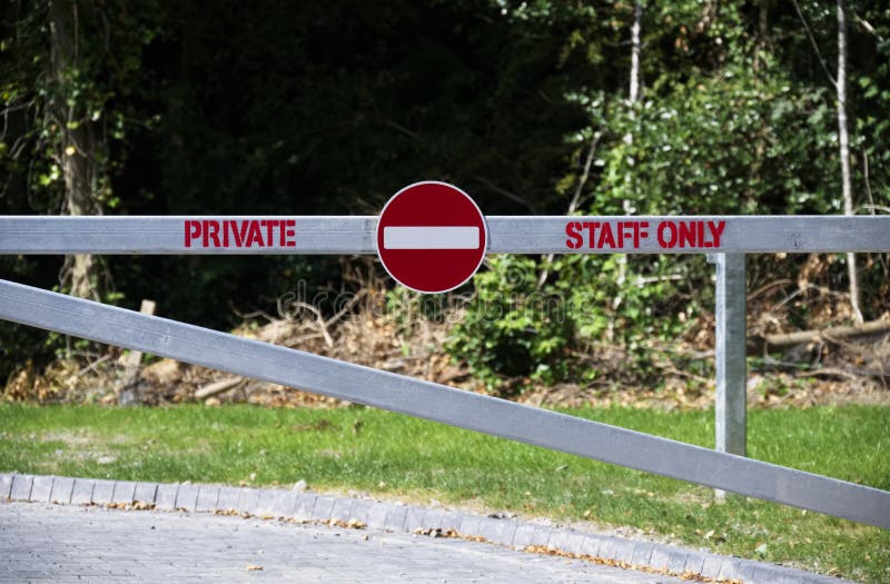 Staff Entrance Sign on Private Gate at Workplace Stock Photo - Image of ...