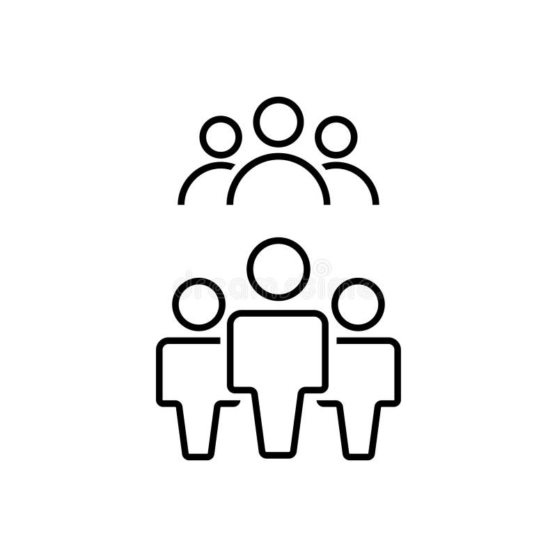 Staff Group Line Icon, People Icon, Crowd of People Linear Style Sign ...