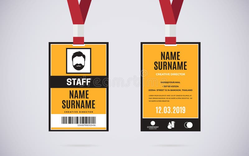 Event Volunteer Id Card Set Vector Design Illustration Stock Vector ...