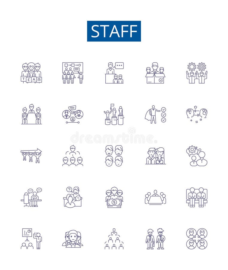 Staff Line Icons Signs Set. Design Collection of Employees, Crew ... Staff Line Icons Signs Set. Design Collection of Employees, Crew ...