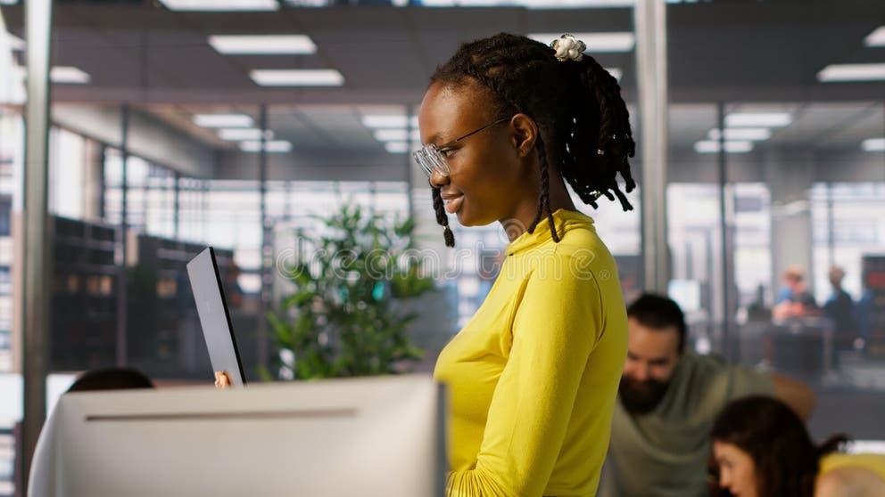 It Staff Member Using Laptop To Do Programming in Office Stock Image ...