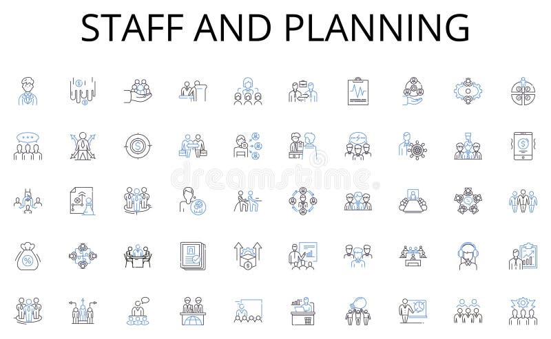 Staff And Planning Line Icons Collection Collection Assortment