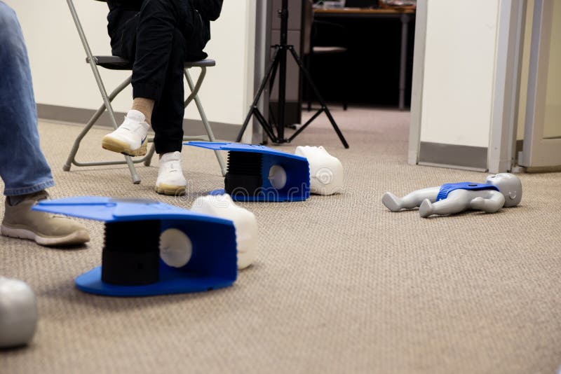 Staff Putting Medical Gloves for First Aid Training Stock Image - Image ...