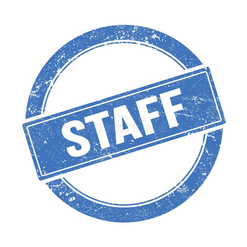 STAFF Text on Blue Grungy Round Stamp Stock Illustration - Illustration ...