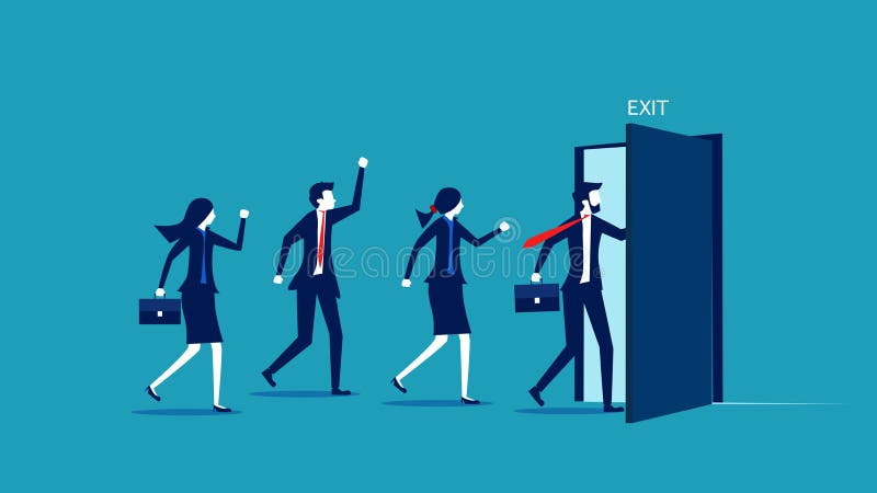 The Staff Walked Towards The Exit Door Employees Leave The Company