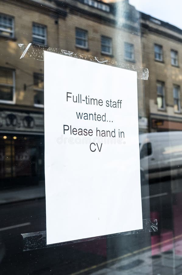 Staff Wanted Urgently Sign On Door Stock Image - Image of employee ...