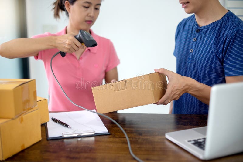 Staff Work Together Delivery the Box Stock Photo - Image of factory ...