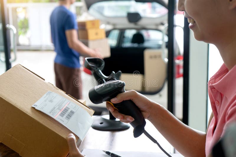 Staff Work Together Delivery the Box Stock Image - Image of black ...