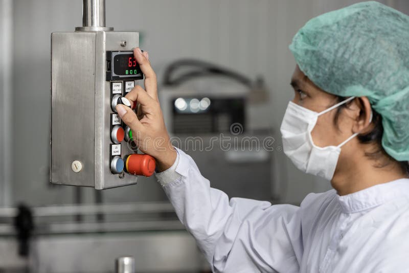 Staff Workers Working Operate Control Machine in Hygiene Food Factory ...
