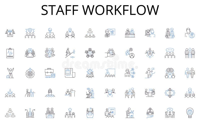 Staff Workflow Line Icons Collection. Data, Knowledge, News, Flow ...