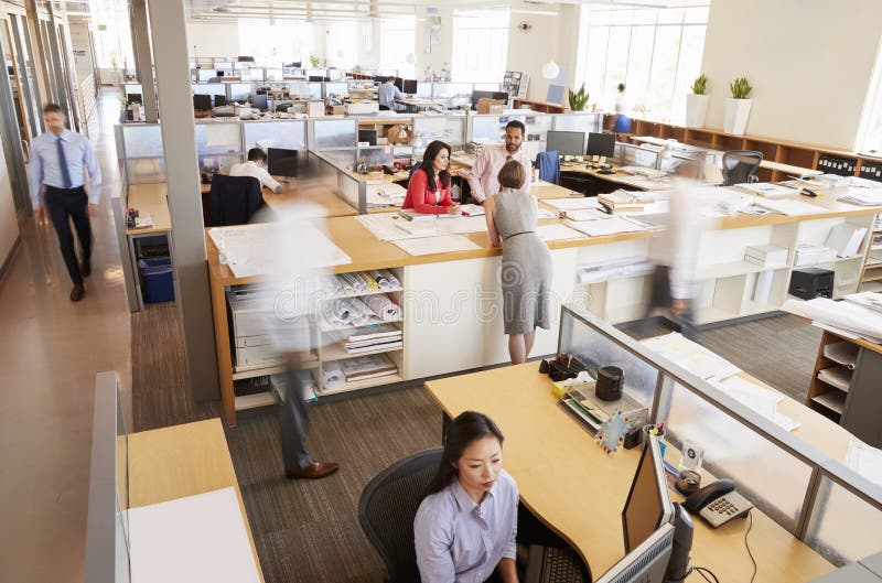 Staff Working in a Busy Open Plan Office Stock Photo - Image of full ...