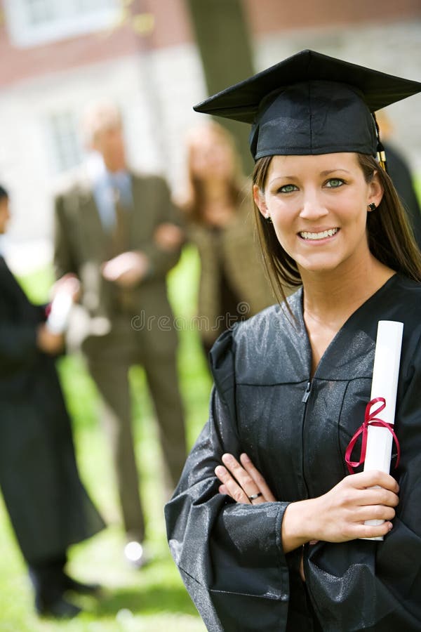 Absolvent: Studentin Gives Graduation Thumbs Oben Stockbild - Bild von ...