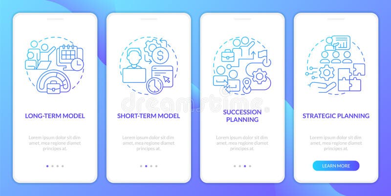 It Staffing Models Blue Gradient Onboarding Mobile App Screen Stock ...