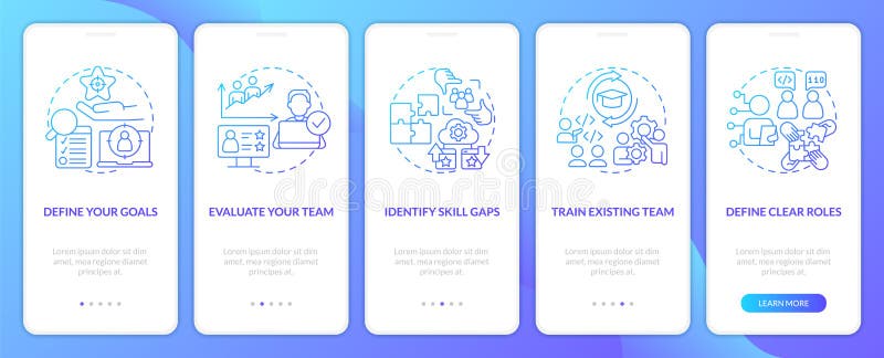It Staffing Tips Blue Gradient Onboarding Mobile App Screen Stock Vector Illustration Of