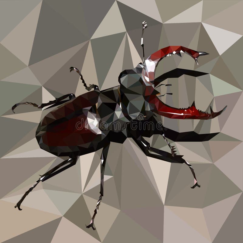 Stag Beetle, Brown Bug on a Grey Background, Colorful Mosaic Stock ...