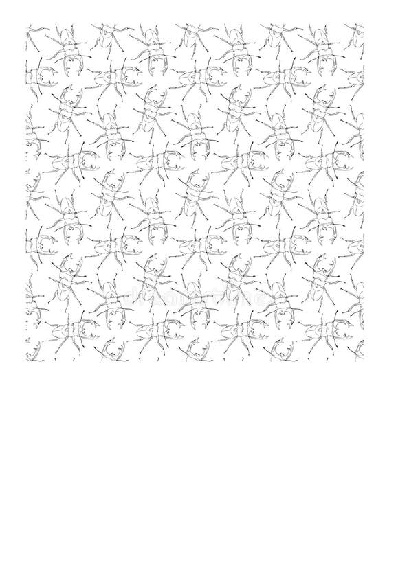 Stag Beetle. Seamless Pattern. Doodle. Stock Vector - Illustration of ...